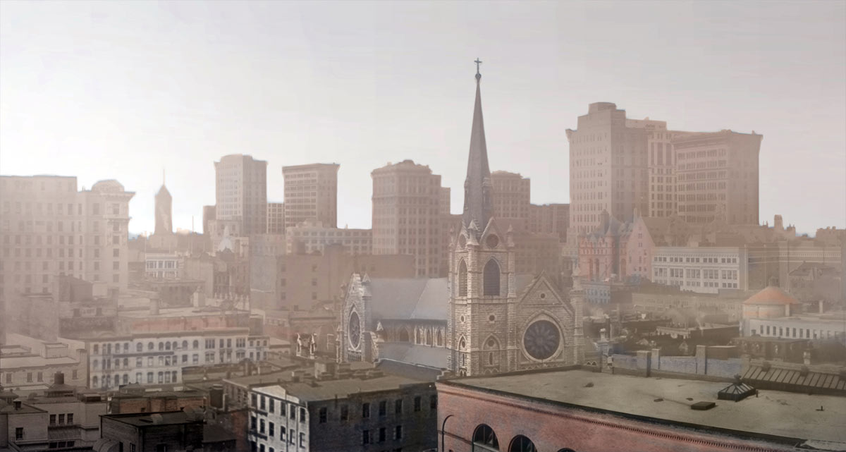 Stock Photo - Day Chicago Illinois city skyline in the 1920's and soft